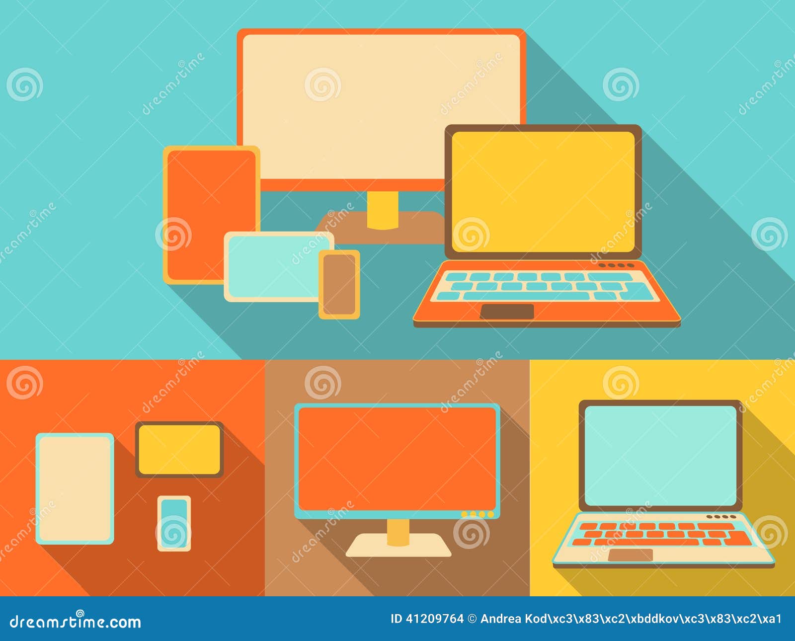 Responsive Devices, Illustration in Retro Style Stock Vector ...
