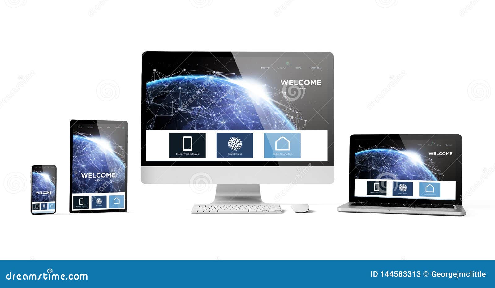 Responsive Devices Isolated Design Homepage Stock Illustration ...
