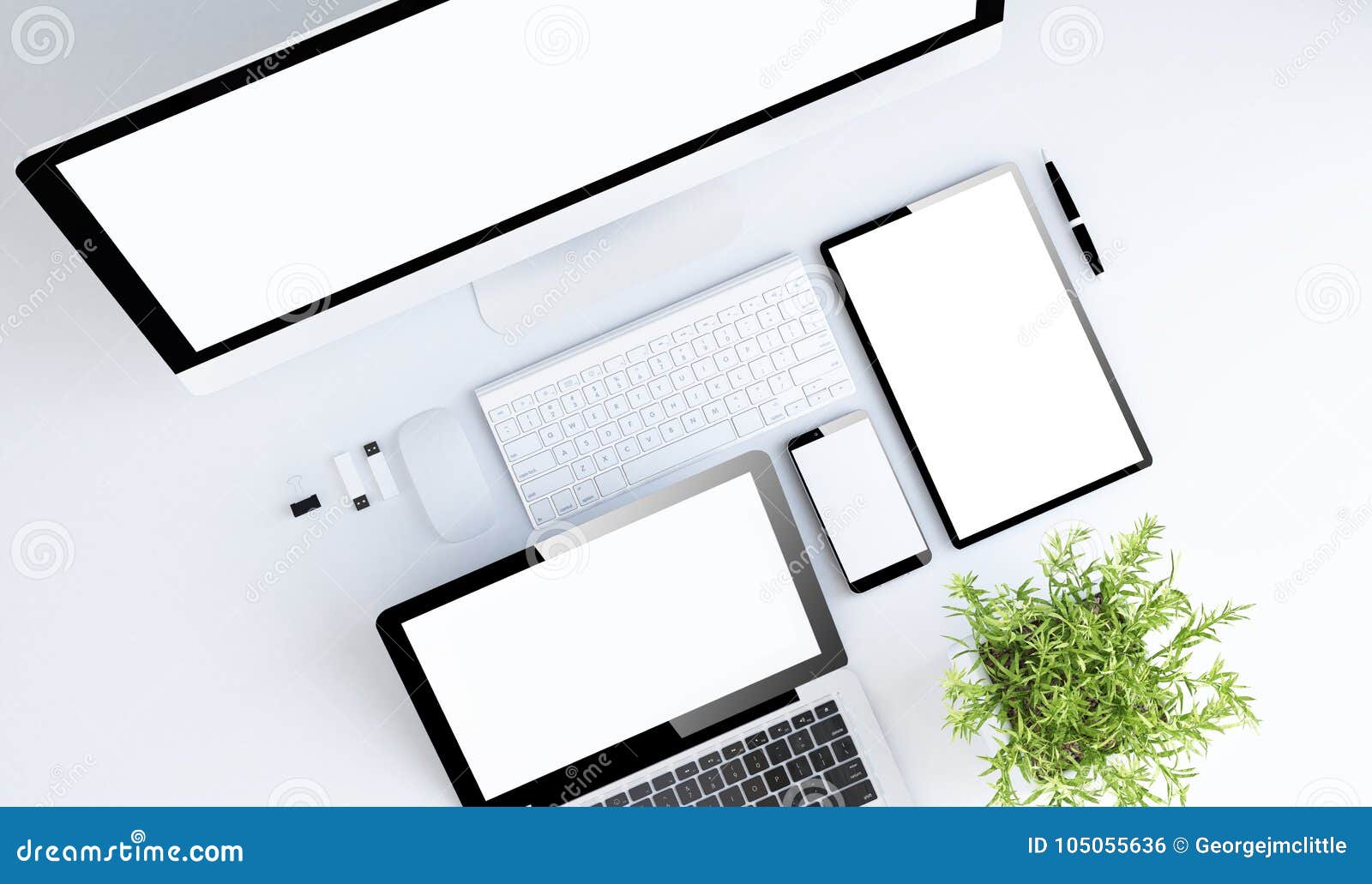 Responsive Devices Top View White Stock Illustration - Illustration of ...