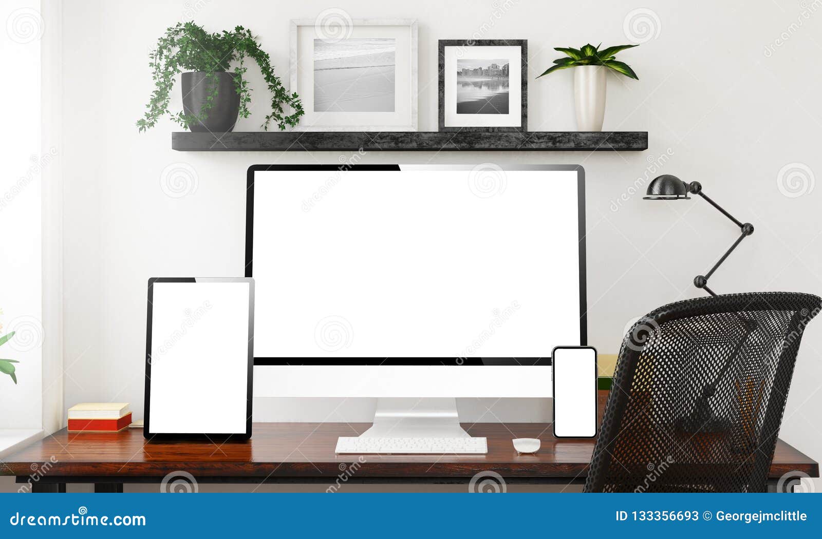 Responsive Home Office Devices Stock Image - Image of chair, phone ...