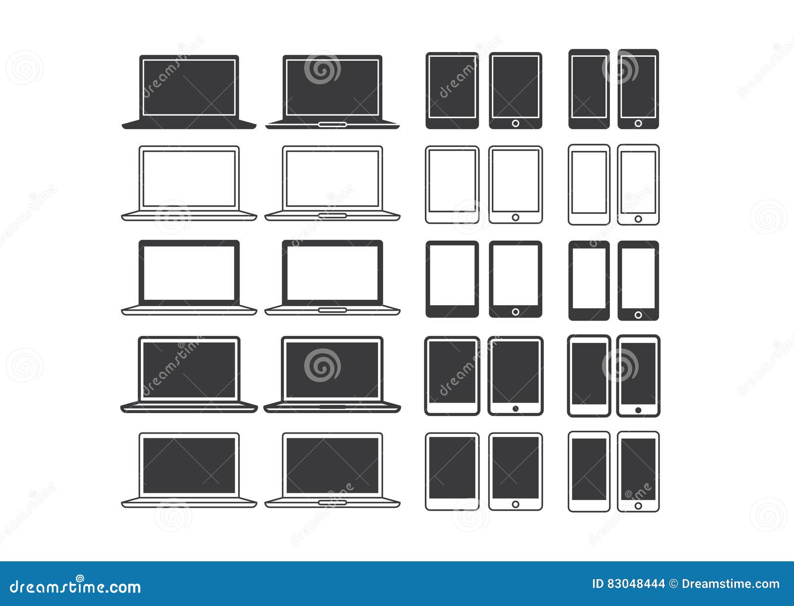 Responsive icon set stock illustration. Illustration of cell - 83048444