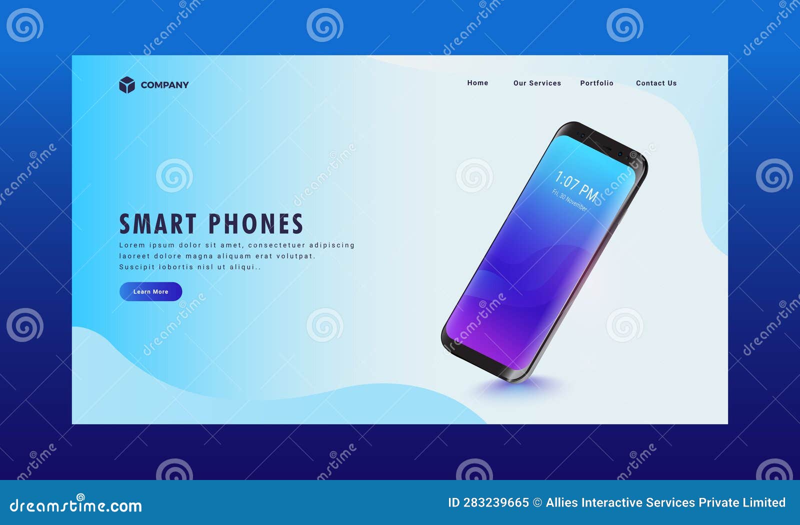 Responsive Landing Page Design with New Arrival Smartphone on Cool ...