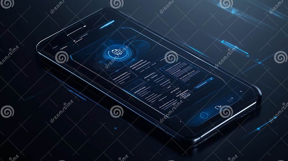 Futuristic Smartphone Interface Design Modern App Blue Technology ...