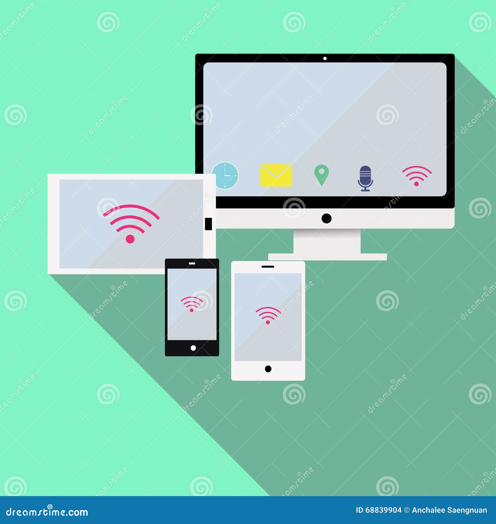 Responsive mobile network stock vector. Illustration of icon - 68839904