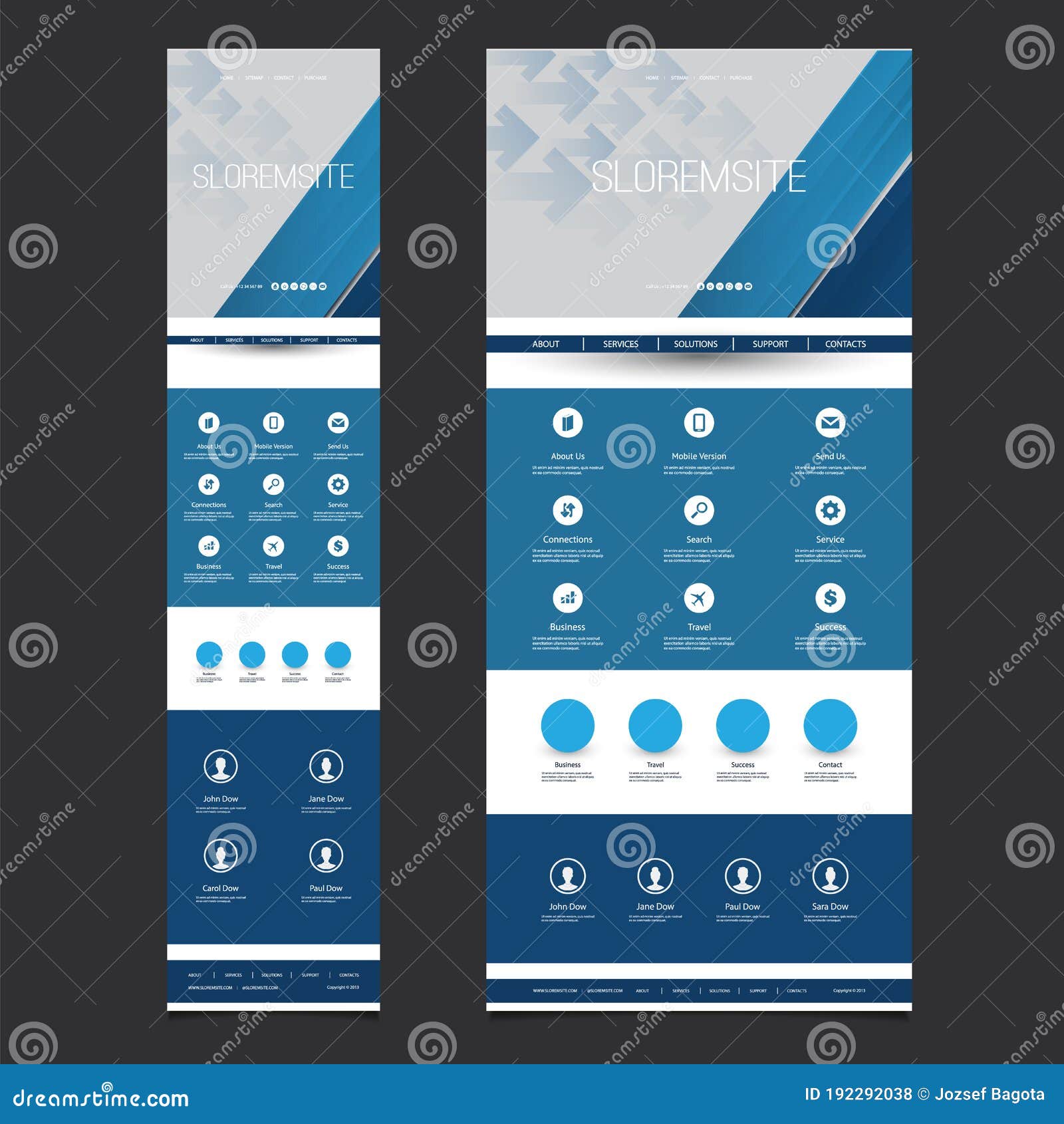 Responsive One Page Website Template - Arrows Header Design - Desktop ...
