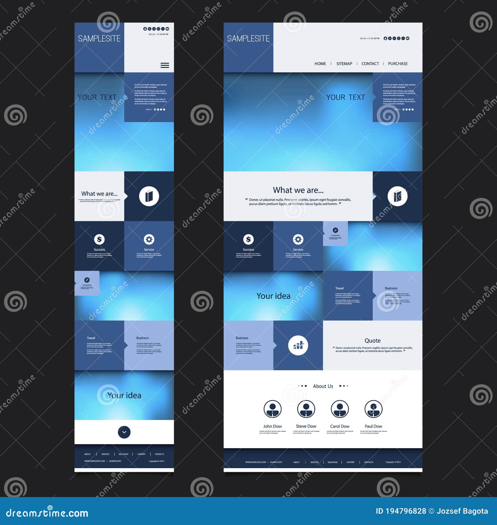 Responsive One Page Website Template with Blurred Background - Desktop ...
