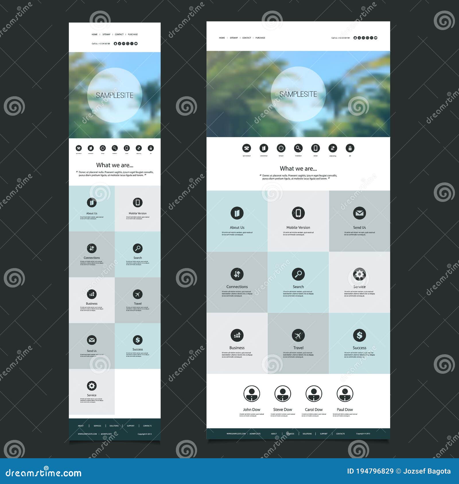 Responsive One Page Website Template with Blurred Background - Palm ...