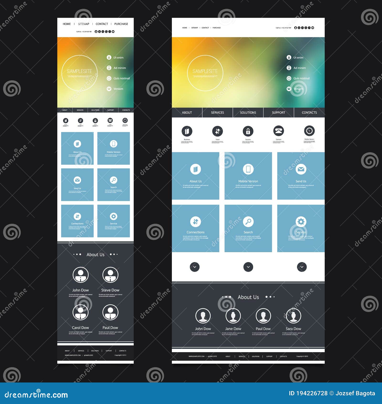 Responsive One Page Website Template with Blurred Background - Sunset ...