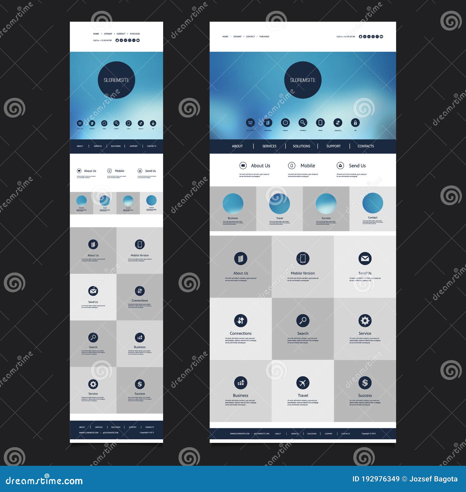 Responsive One Page Website Template with Blurred Header Background ...