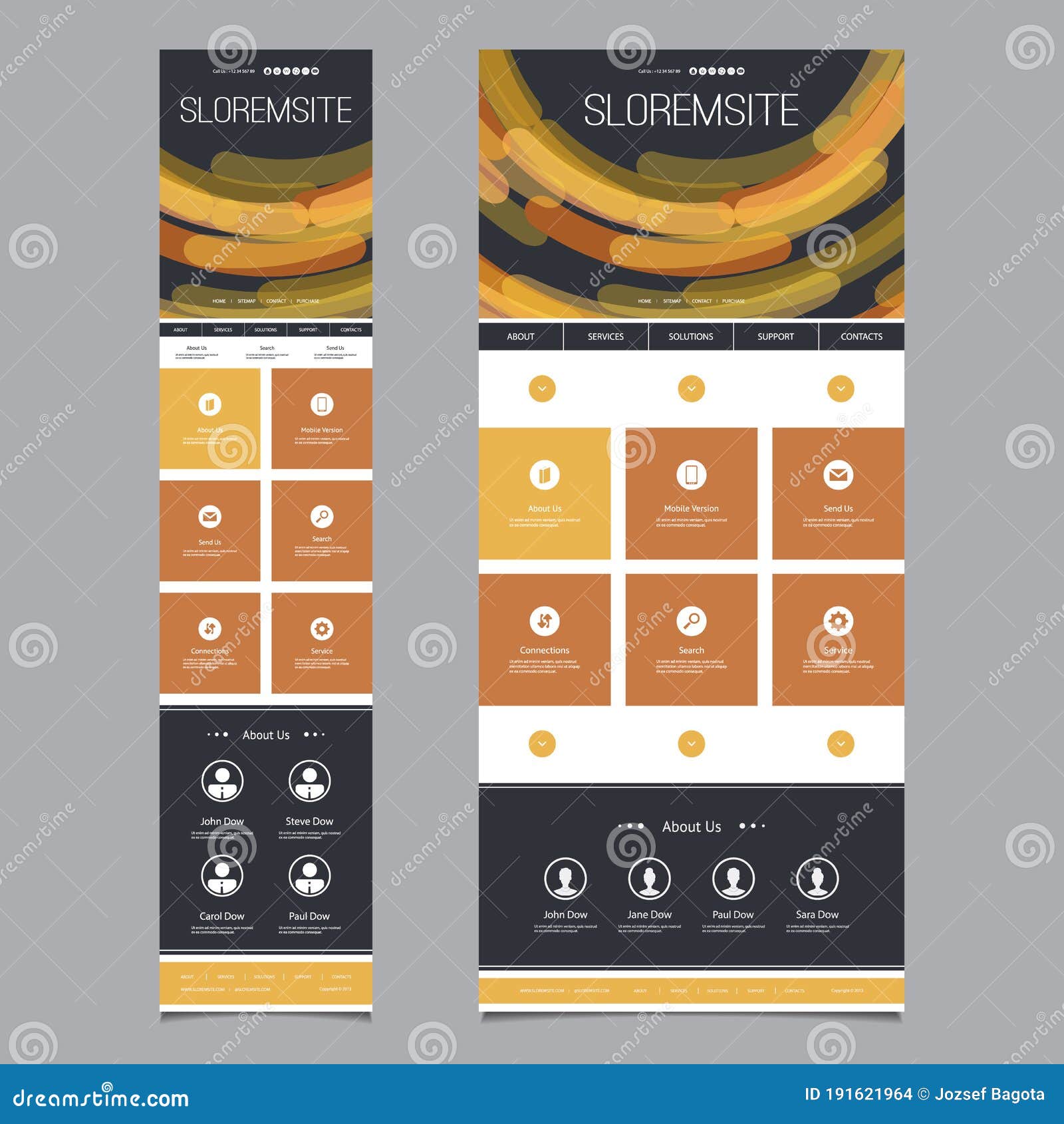 Responsive One Page Website Template - Header Design with Abstract ...