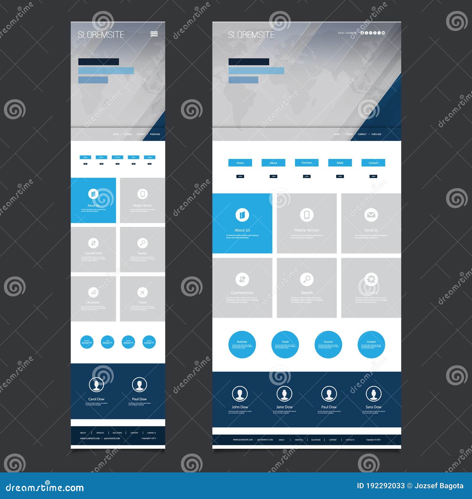Responsive One Page Website Template - Header Design with World Map ...