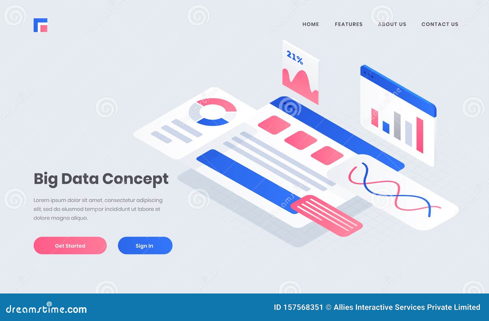 Responsive Poster or Landing Page with Infographic Multiple Website ...