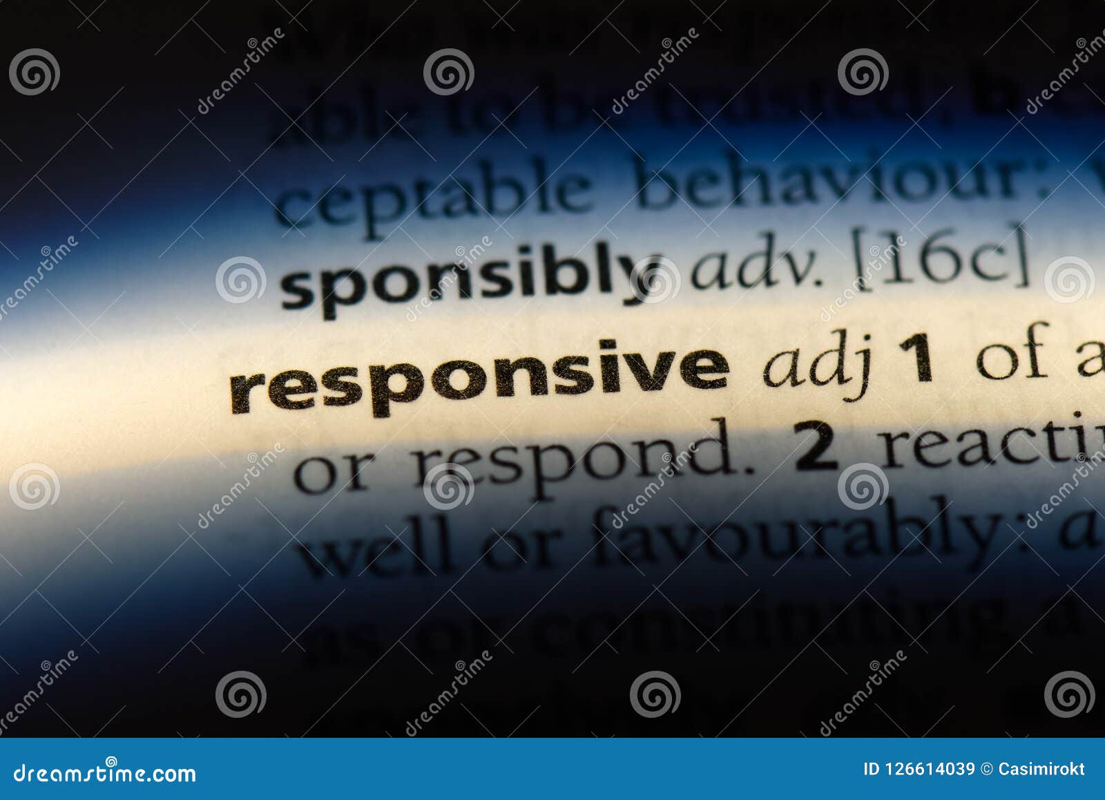 Responsive stock image. Image of definition, writing - 126614039