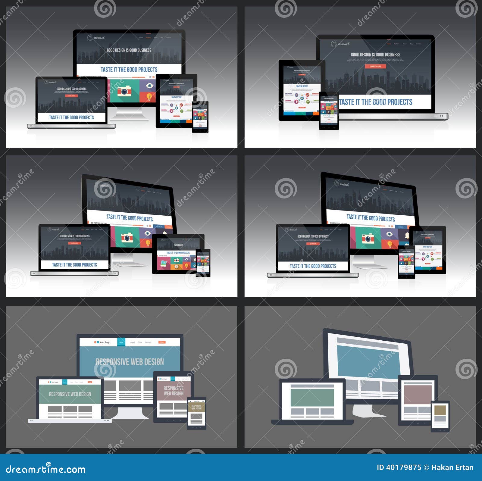 Responsive Screen Mockups stock vector. Illustration of multiple - 40179875