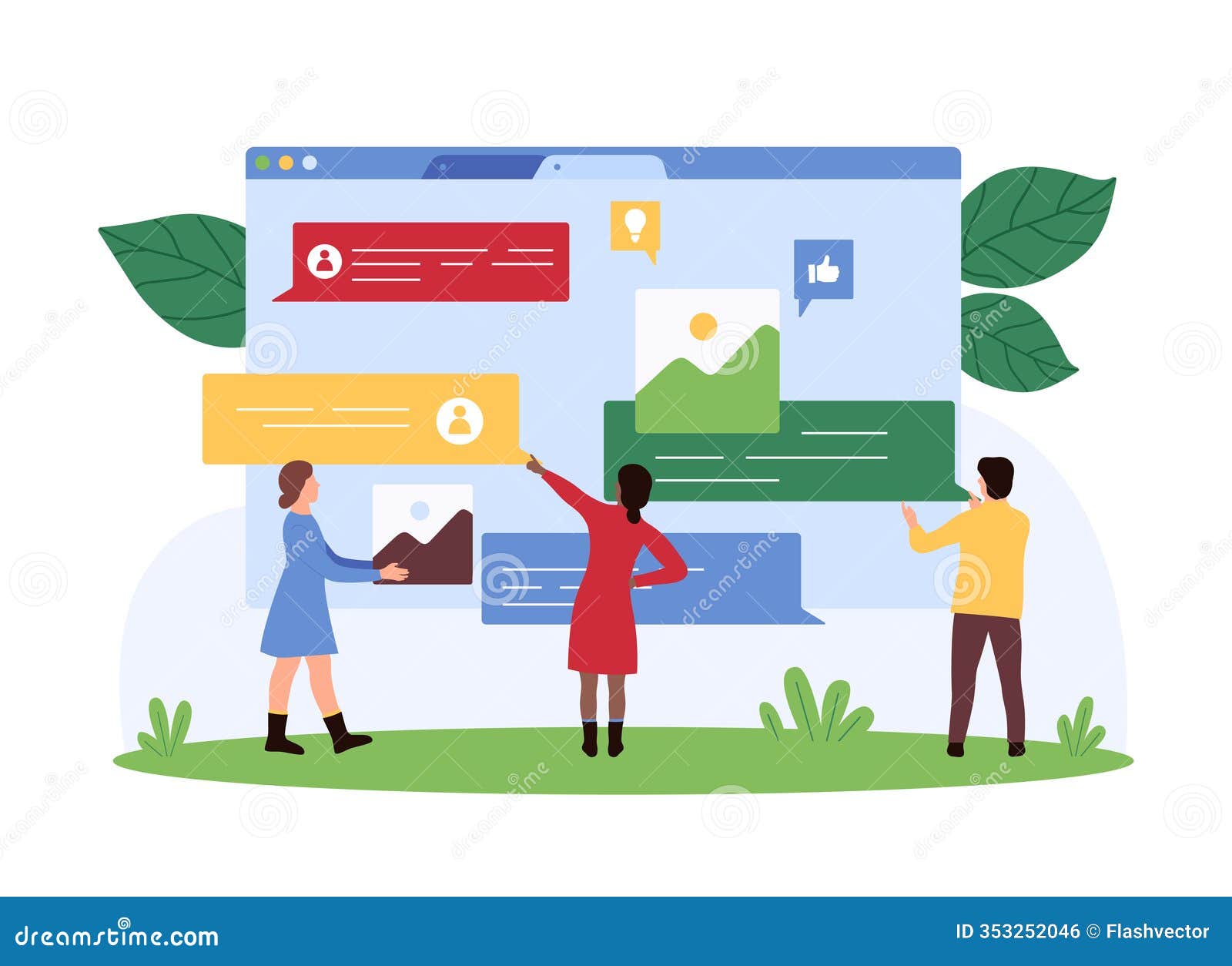 Responsive Social Media UI, Chat Messenger Mobile App Design Development by Tiny People Stock ...