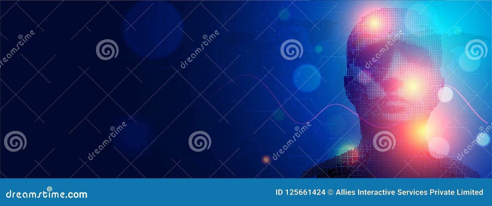 Digital Face Particles Technology Concept Background. Artificial ...