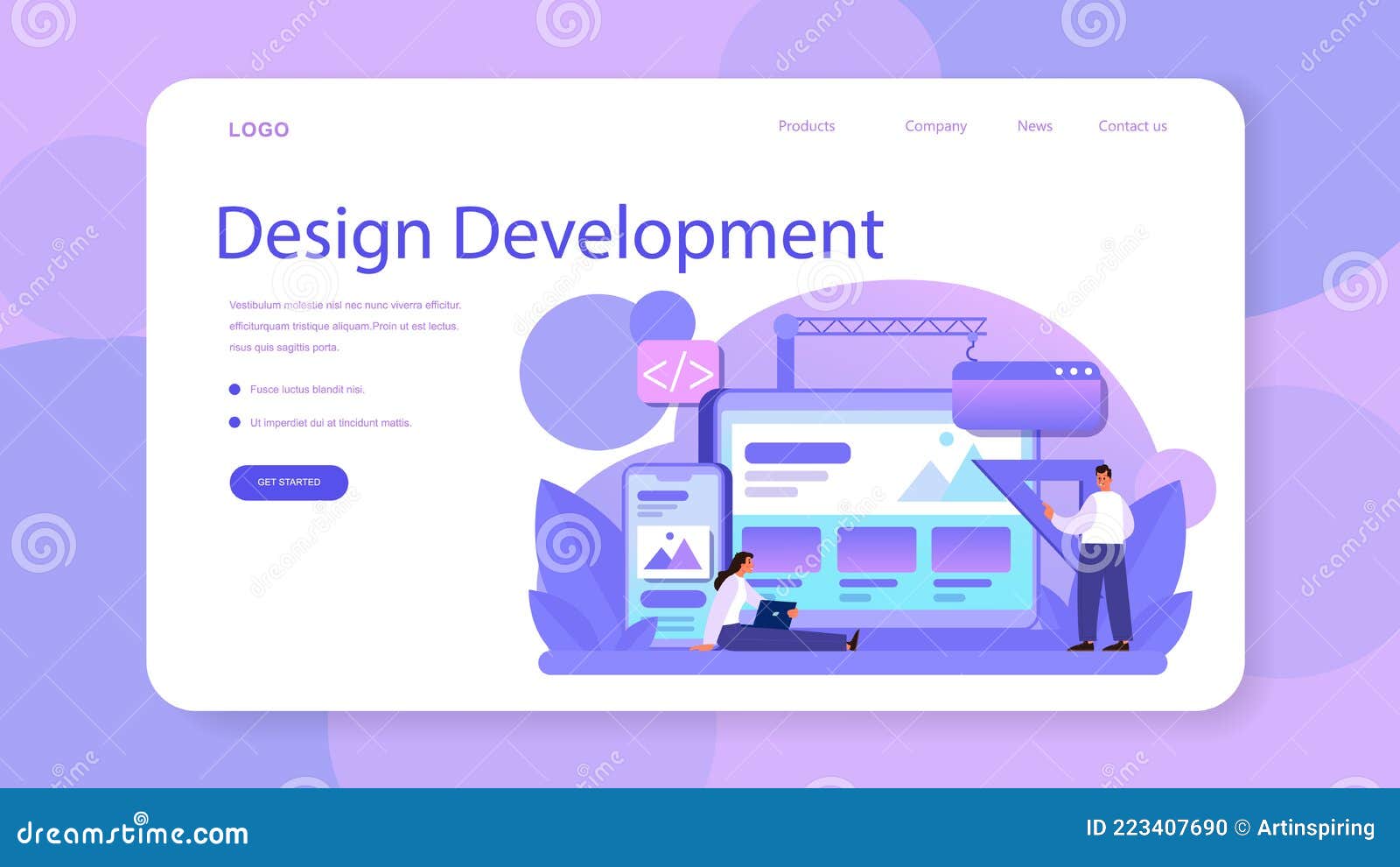 Responsive Web Design Web Banner or Landing Page. Adaptive Content ...