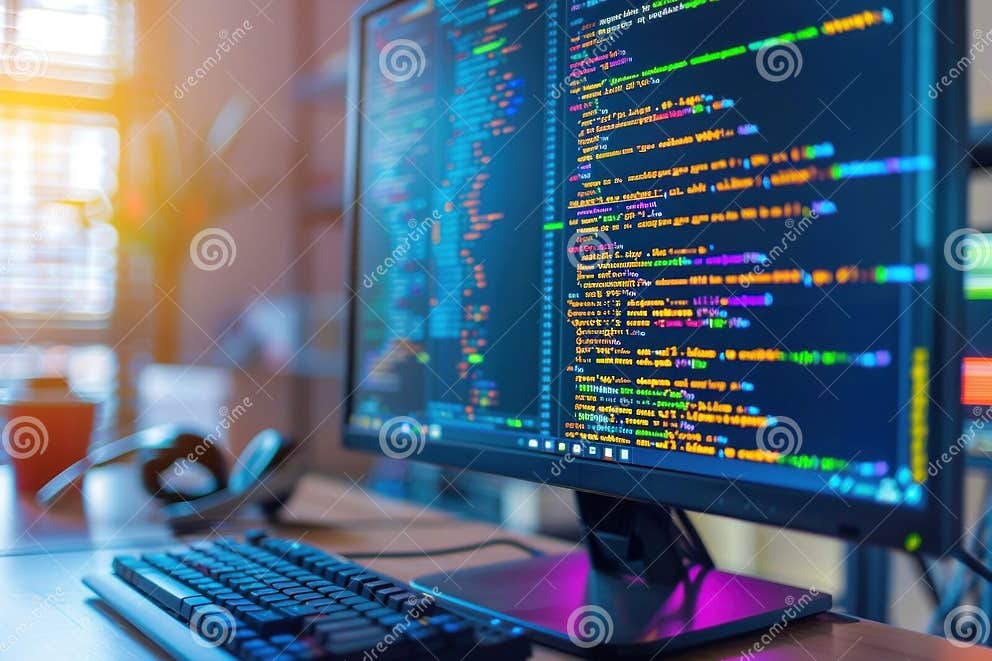 Responsive Web Design Code on Computer Screen Isolated on White ...