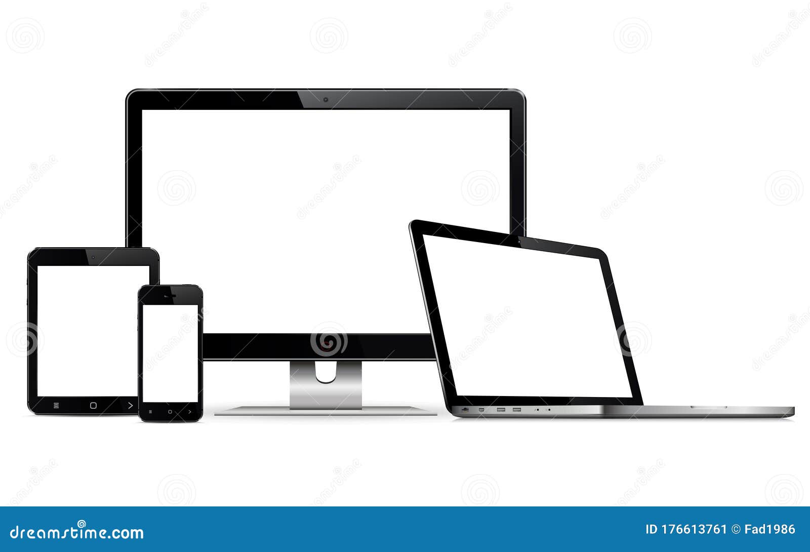 Responsive Web Design Computer Display with Laptop and Tablet Pc with ...