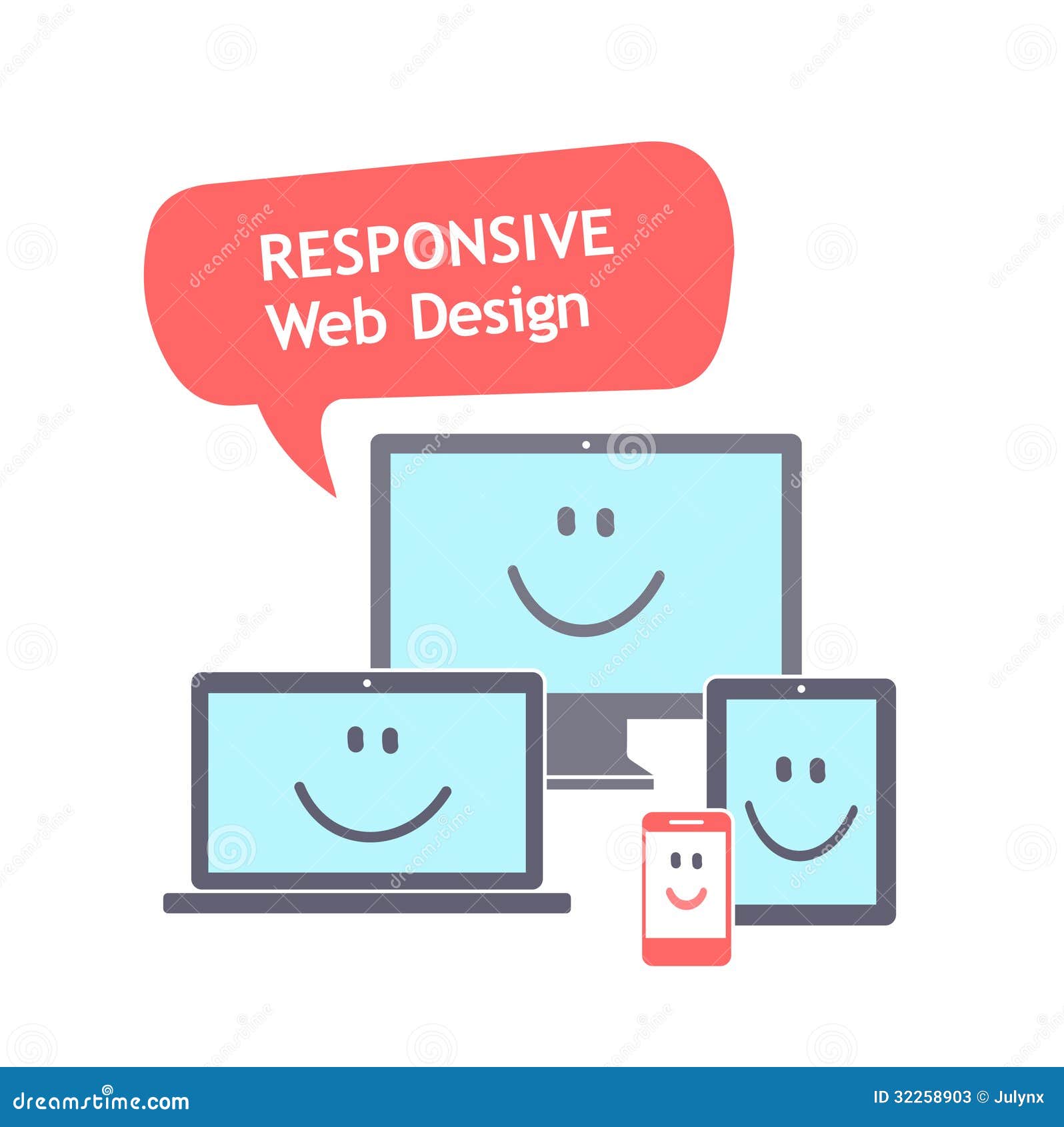 Responsive web design stock vector. Illustration of friendly - 32258903