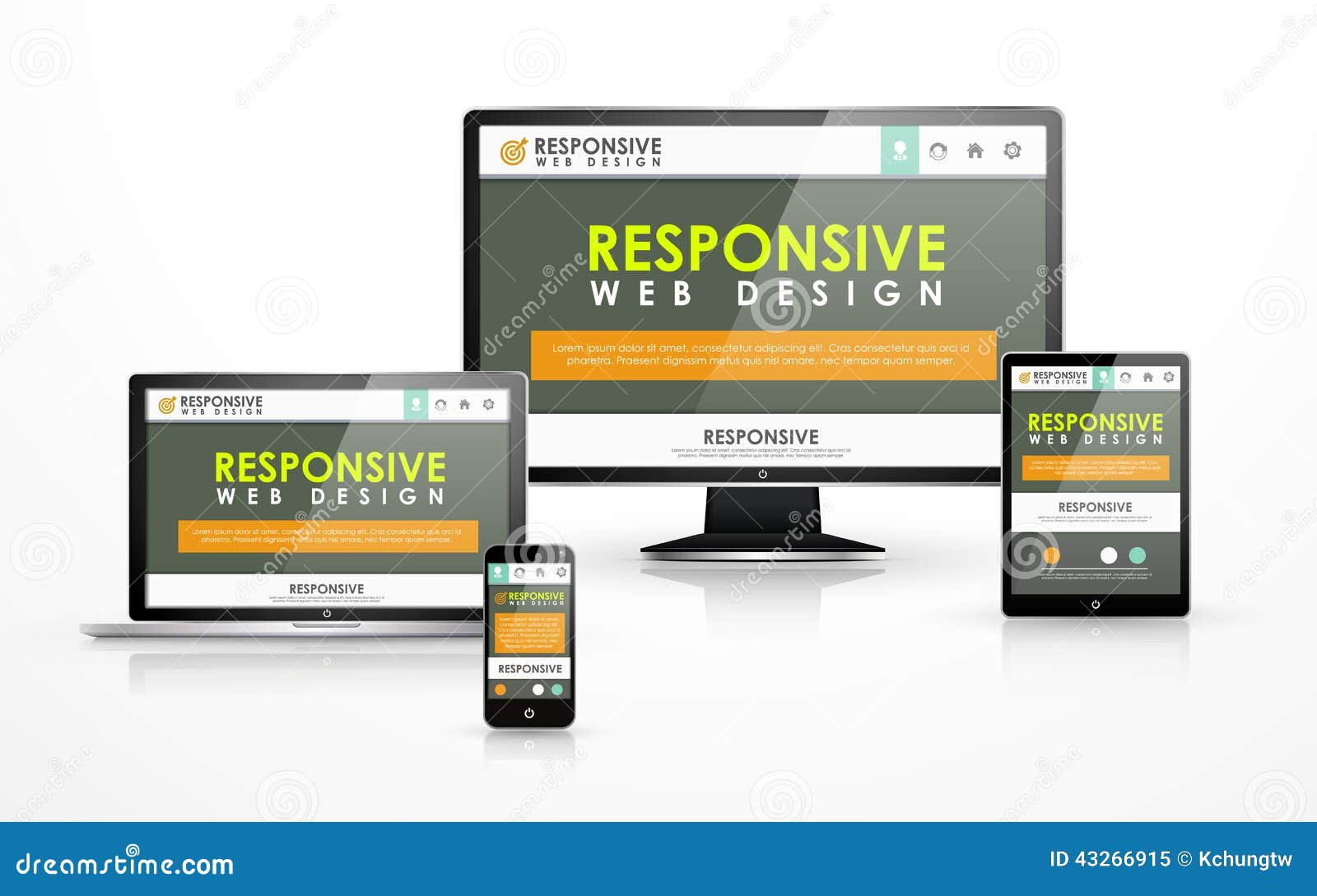 Responsive Web Design in Different Devices Stock Vector - Illustration ...