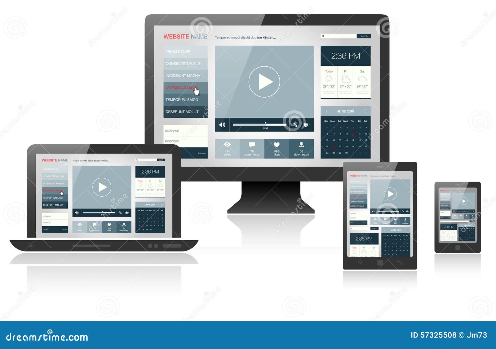 Responsive Web Design on Different Devices Stock Vector - Illustration of computer, icon: 57325508