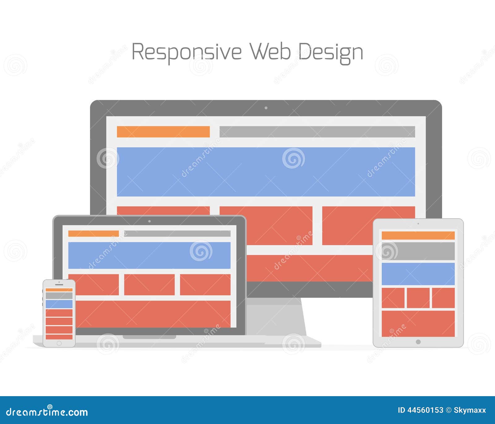 Responsive Web Design in Different Electronic Stock Vector ...