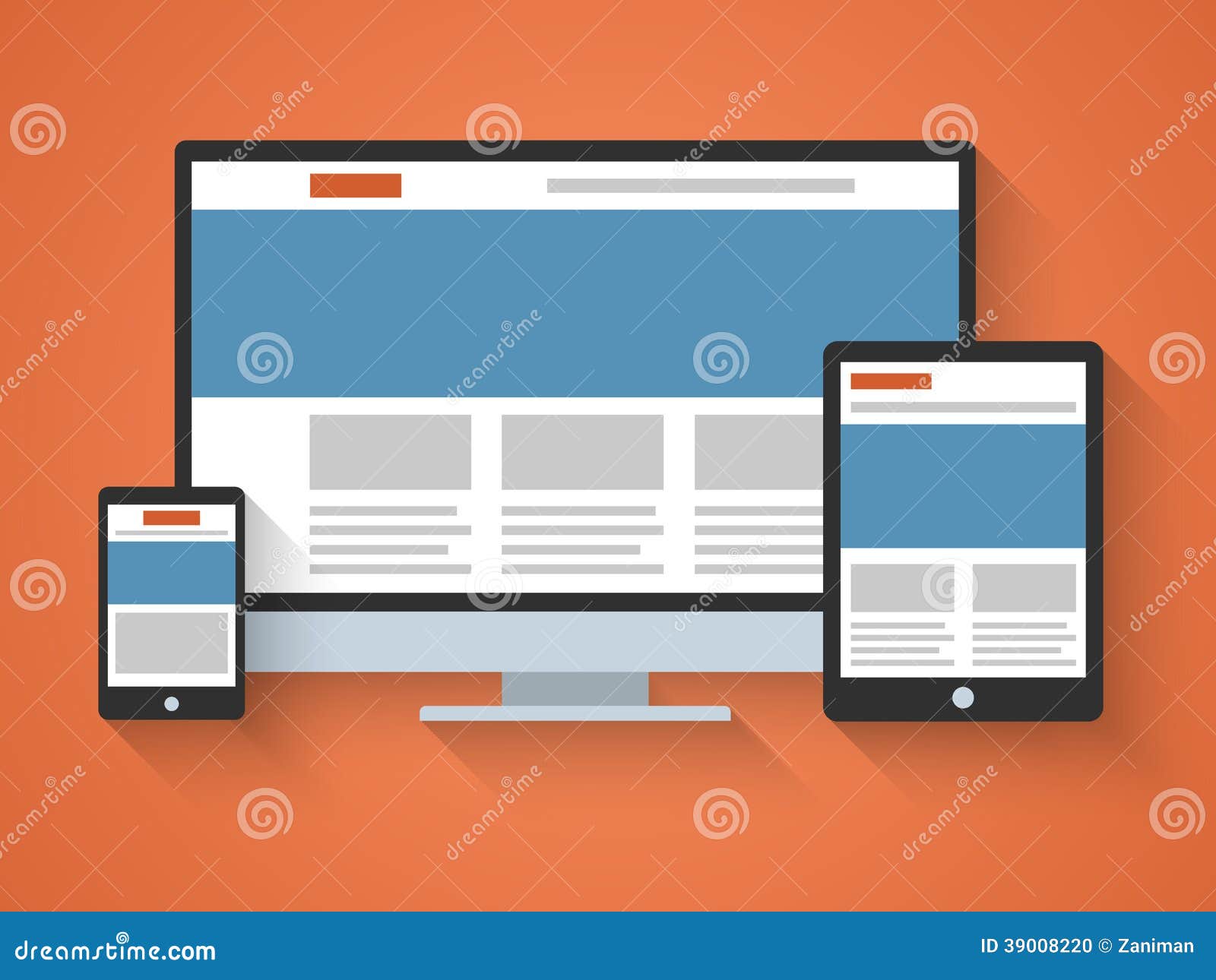 Responsive Web Design in Flat Style. Stock Vector - Illustration of ...