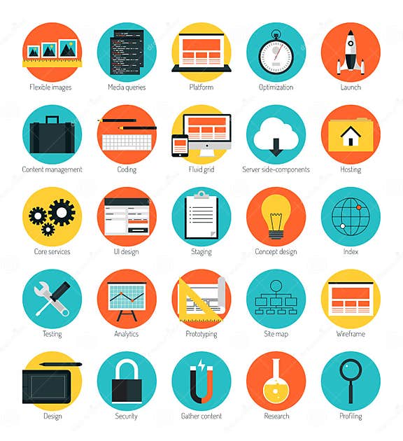 Responsive Web Design Icons Set Stock Vector - Illustration of ...