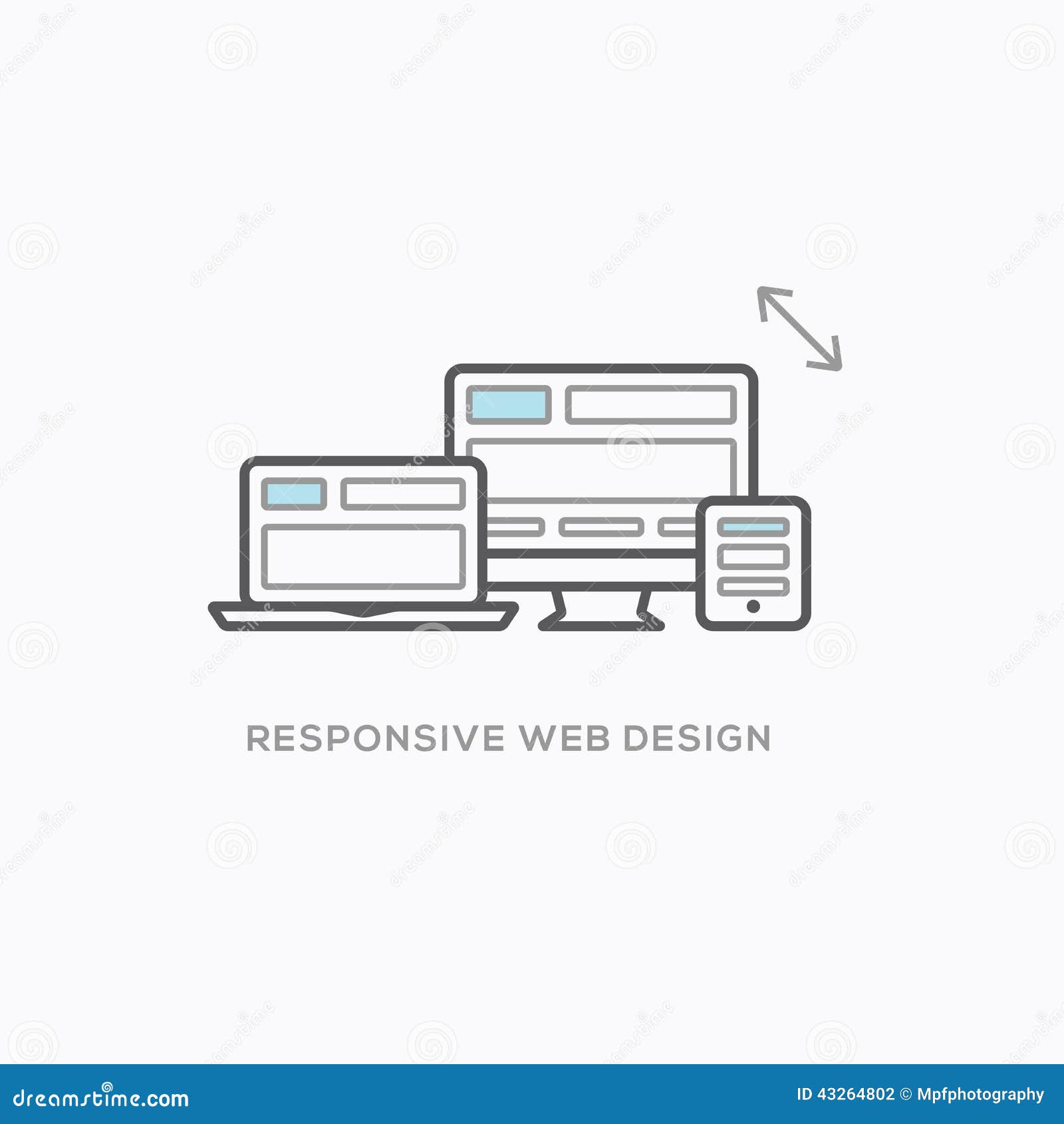 Responsive Web Design Illustration in Cool Modern Outline Style Stock ...
