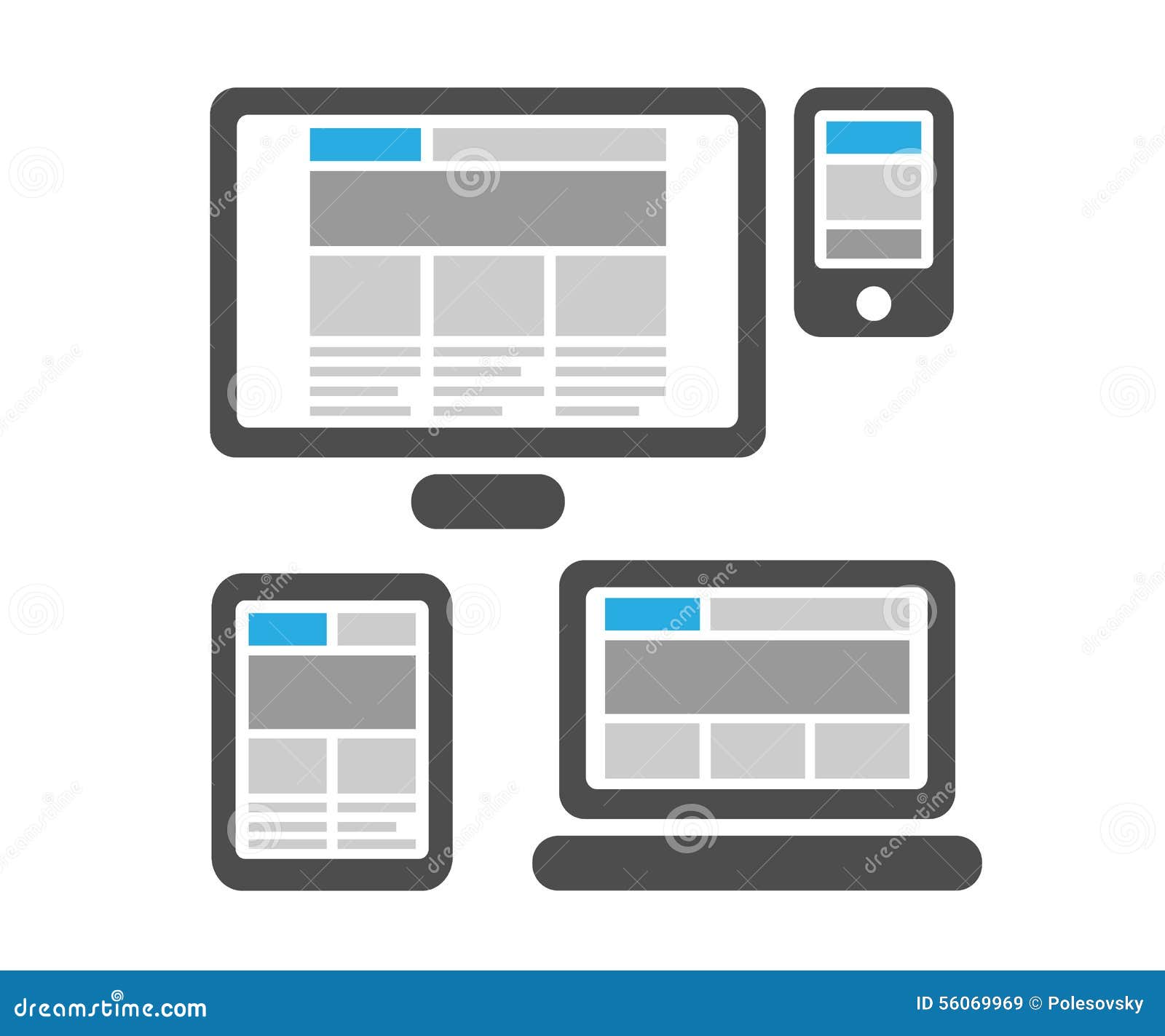 Responsive Web Design on Isolated Digital Devices Stock Vector ...