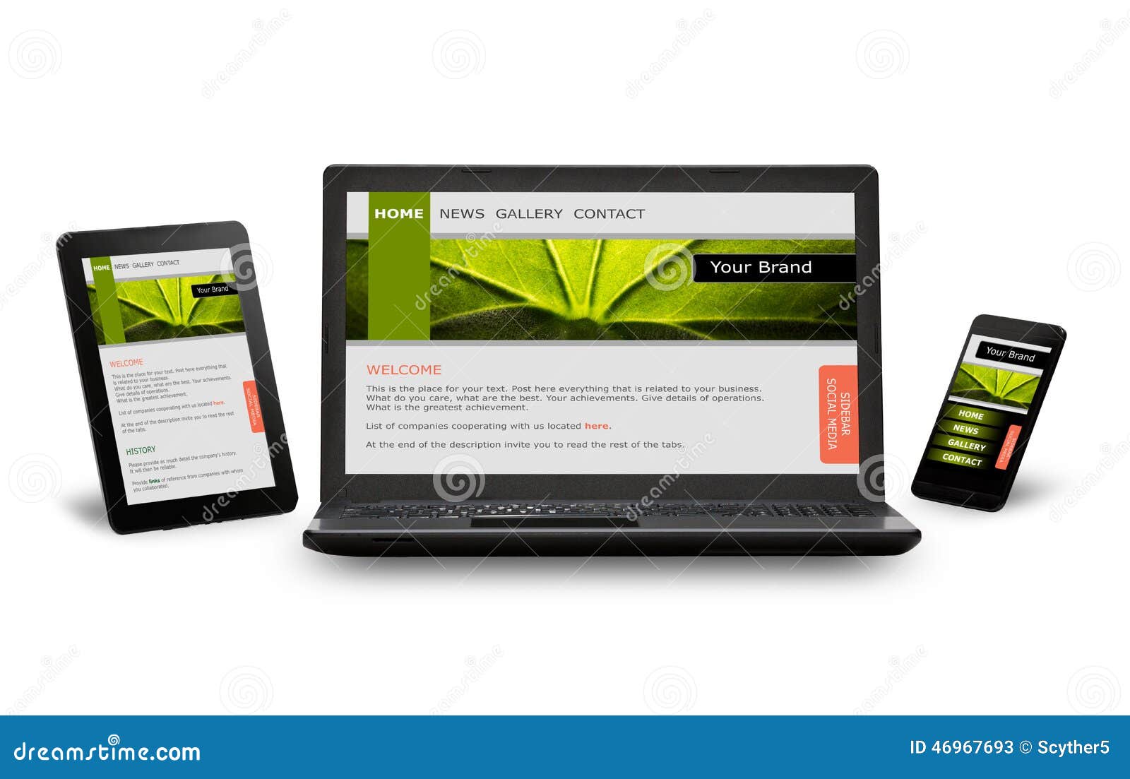 Responsive web design stock image. Image of brand, equipment - 46967693