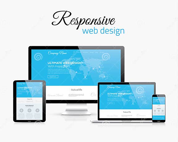 Responsive Web Design in Modern Flat Vector Style Concept Image Stock ...
