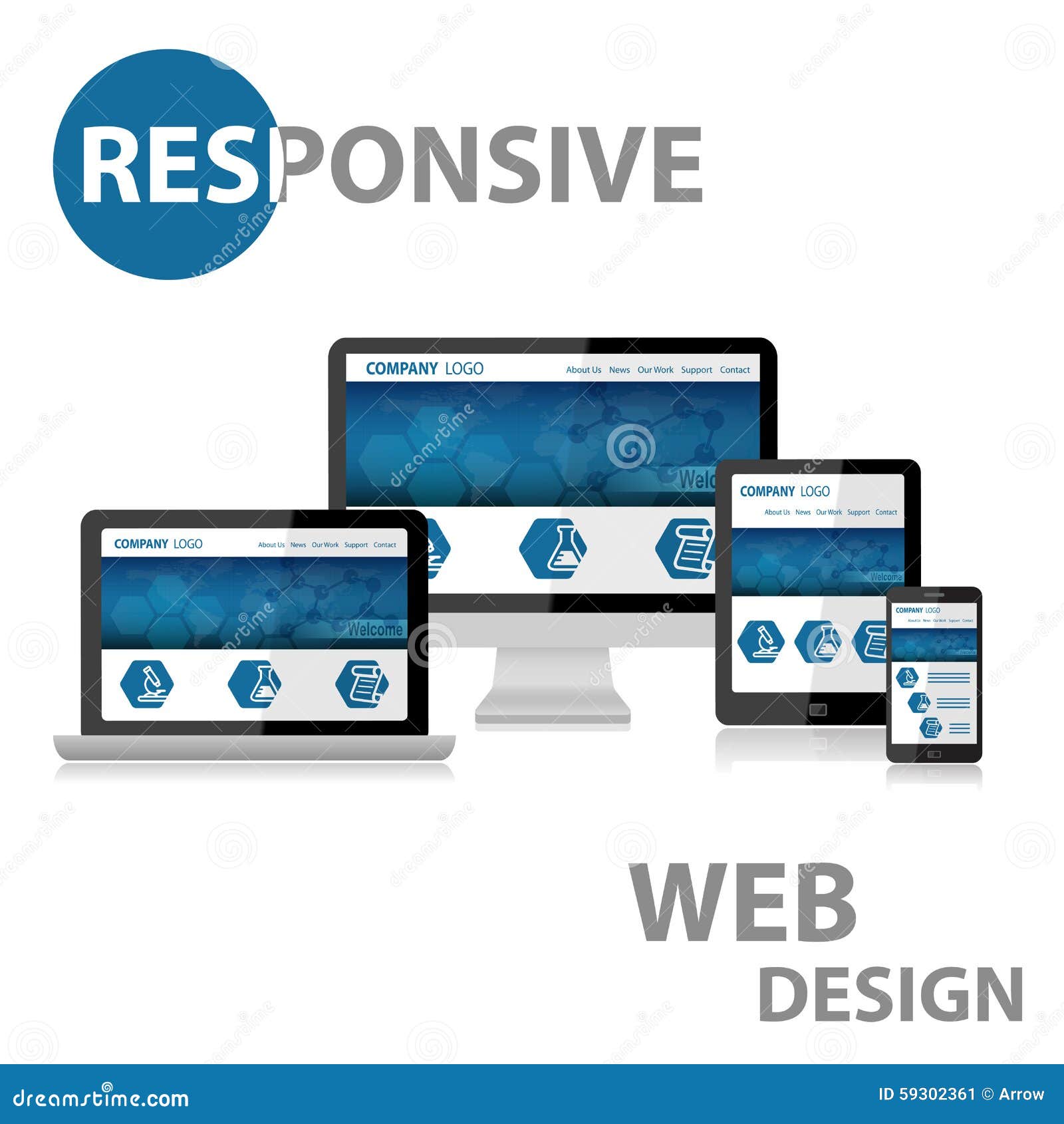 Responsive Web Design on Various Device Stock Illustration ...