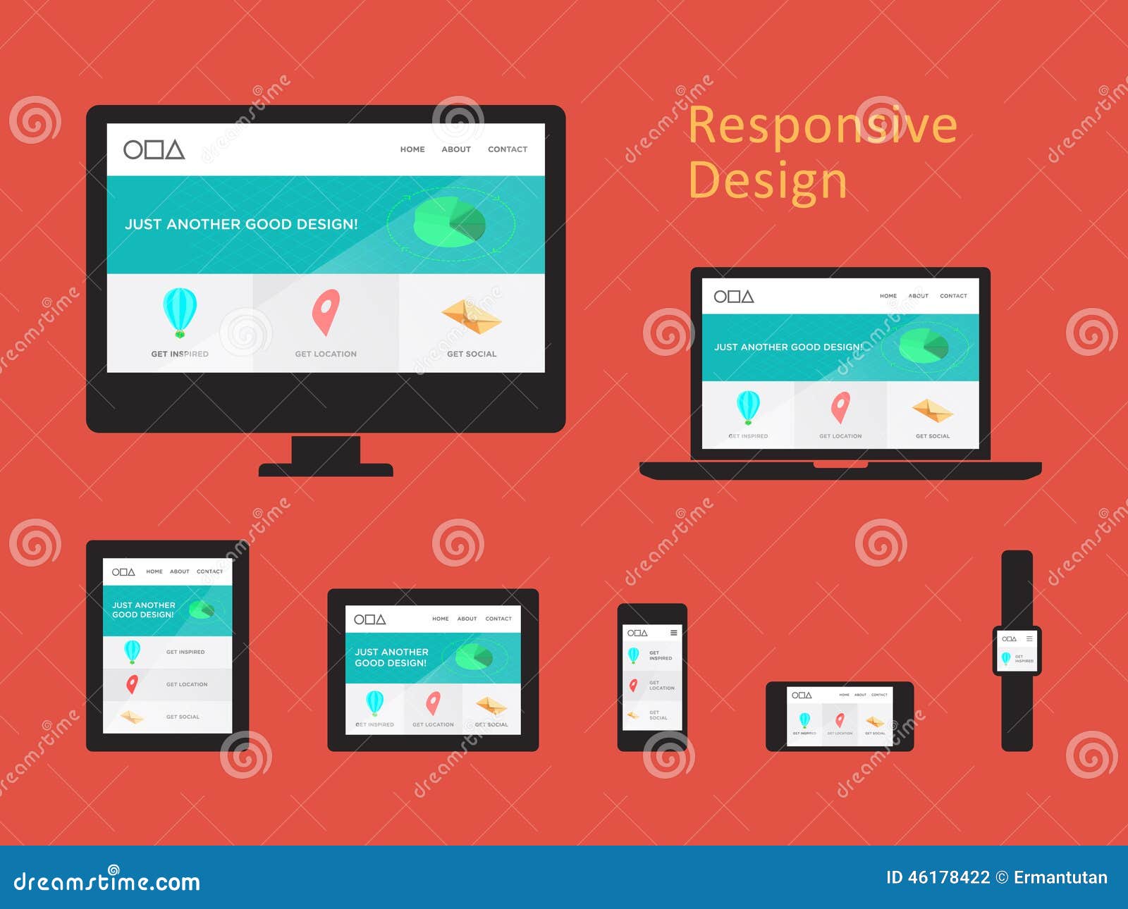 Responsive Web Design stock vector. Illustration of computer - 46178422