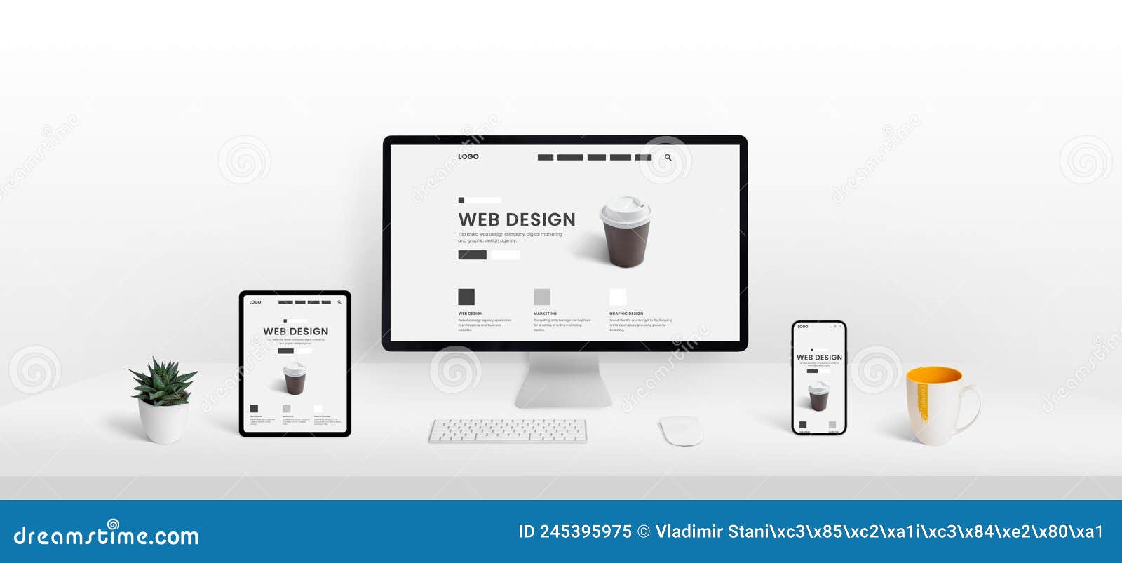Responsive Web Page Layout on Computer, Tablet and Smart Phone Display ...