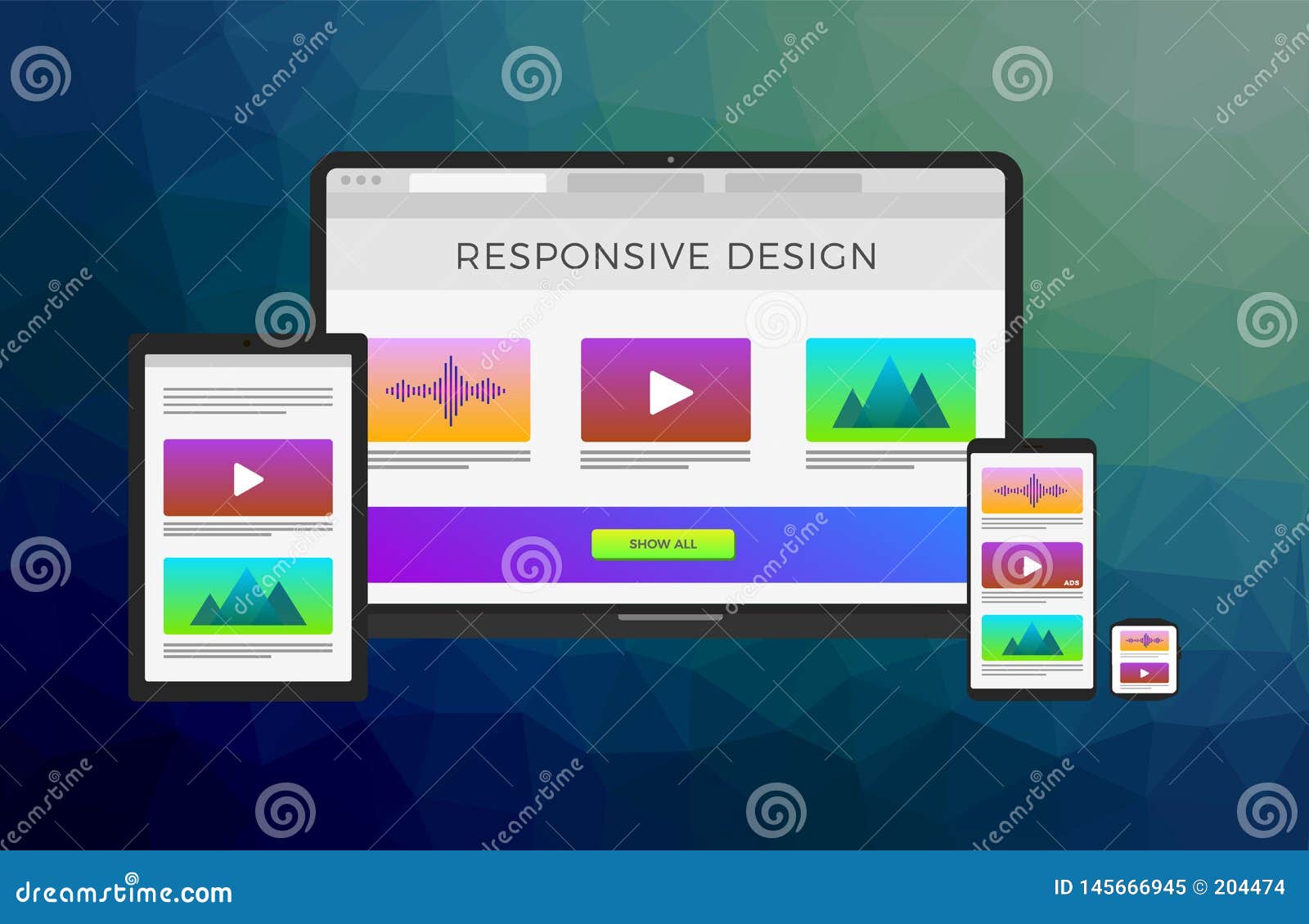 Responsive Website Design with Computer Laptop, Tablet, Mobile Phone ...