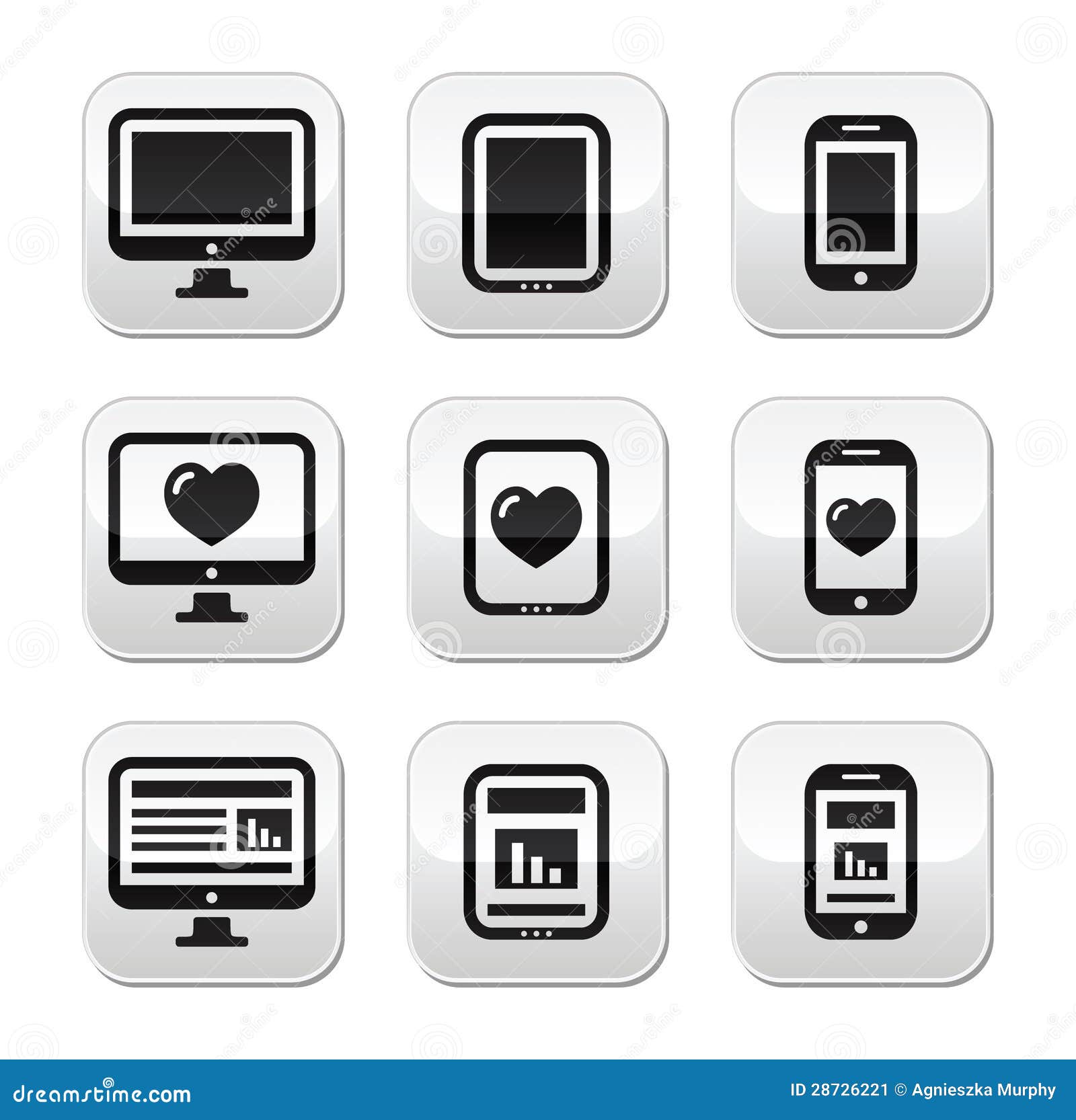 Responsive Website Design - Computer Screen, Mobile, Tablet Buttons Set ...
