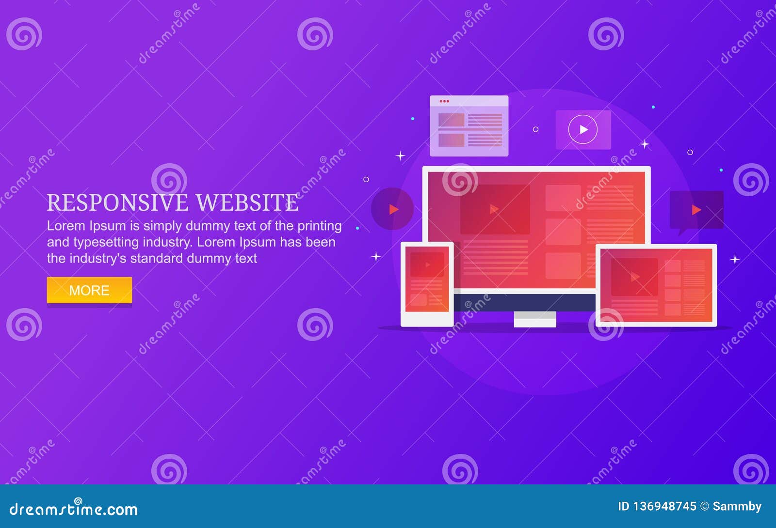 Responsive Website Displaying on Computer, Smartphone, Tablet. Stock ...