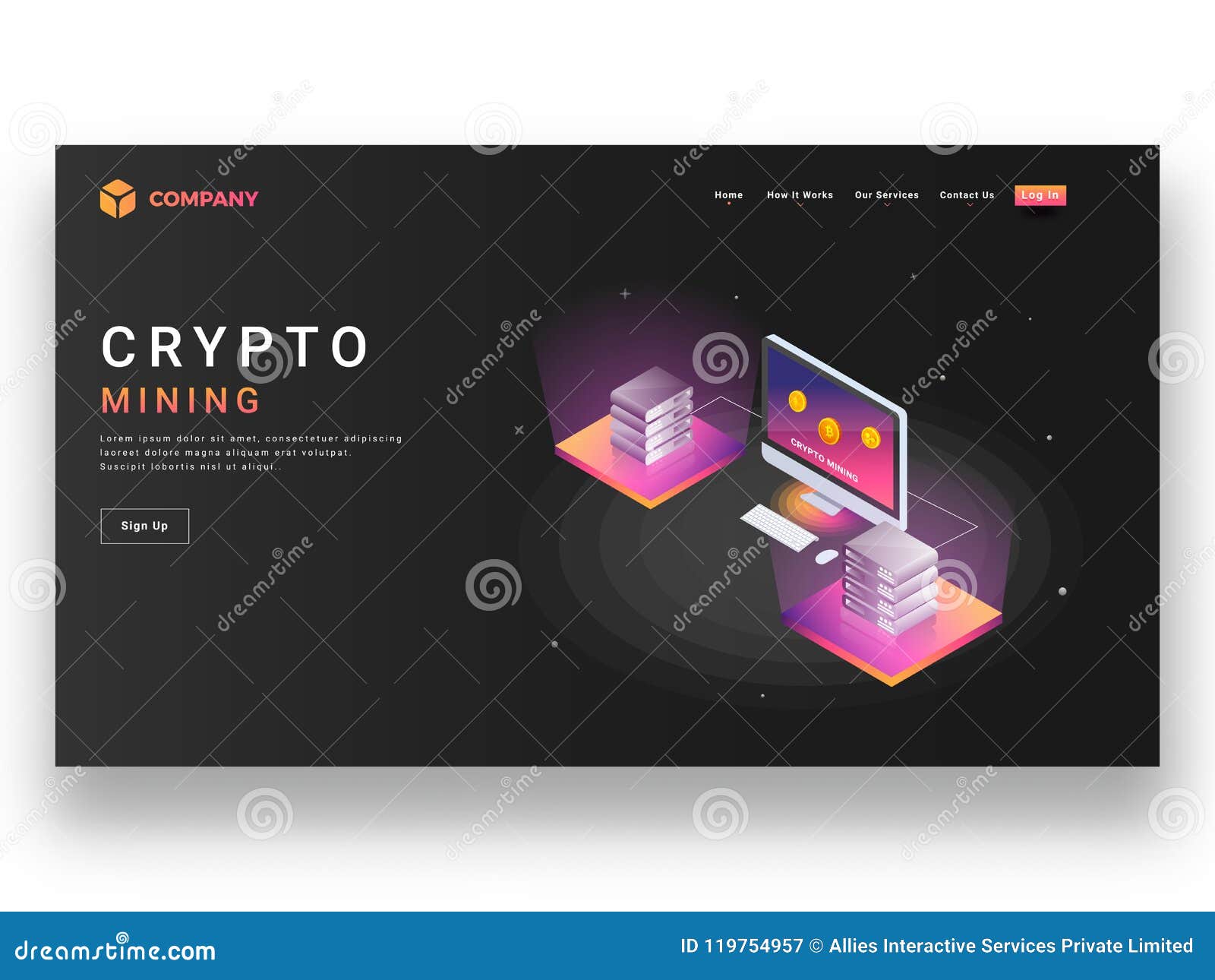 Responsive Website Template or Landing Page Design with Isometric View ...