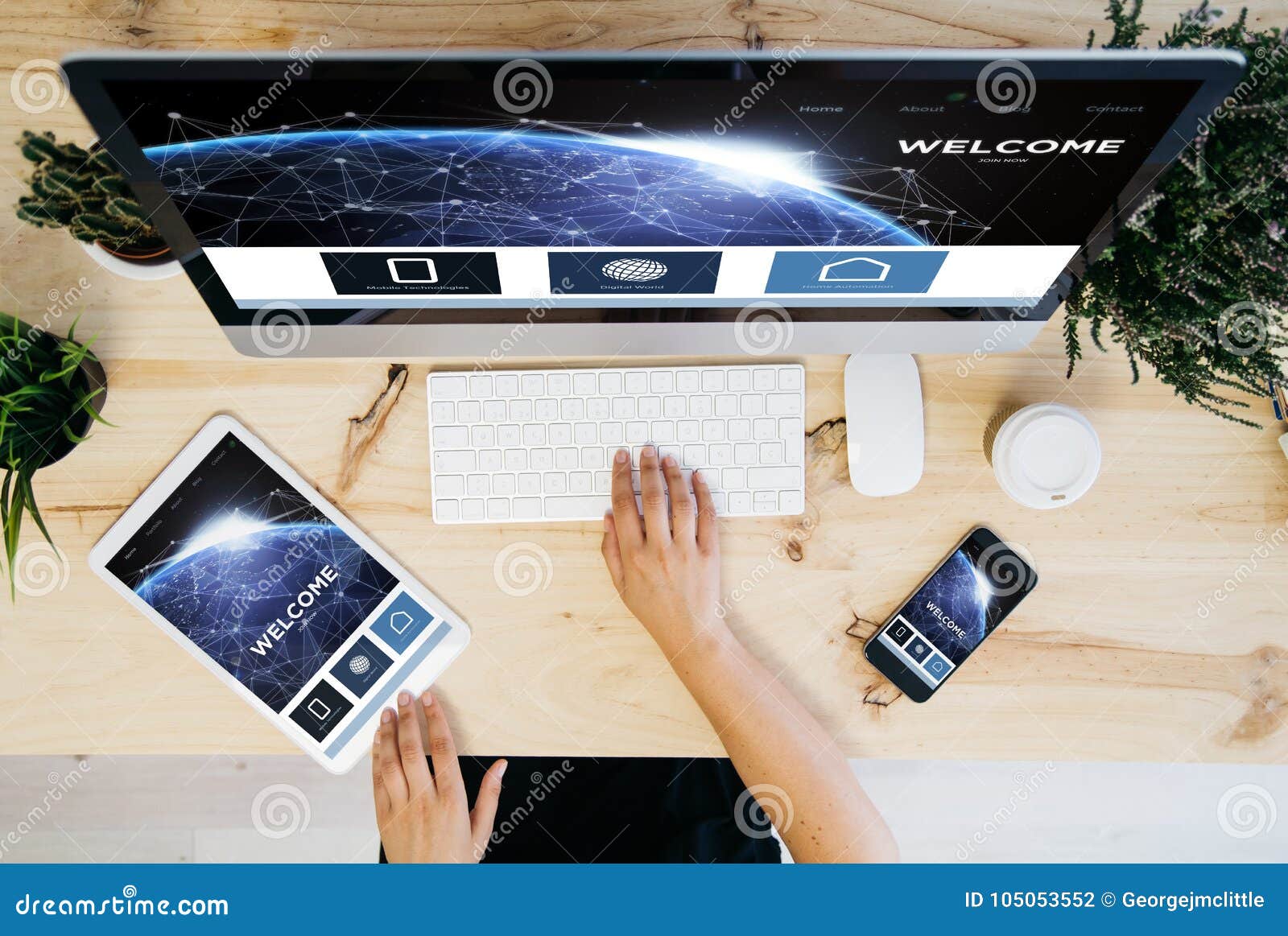 Responsive Website Website Overhead Devices Stock Photo - Image of ...