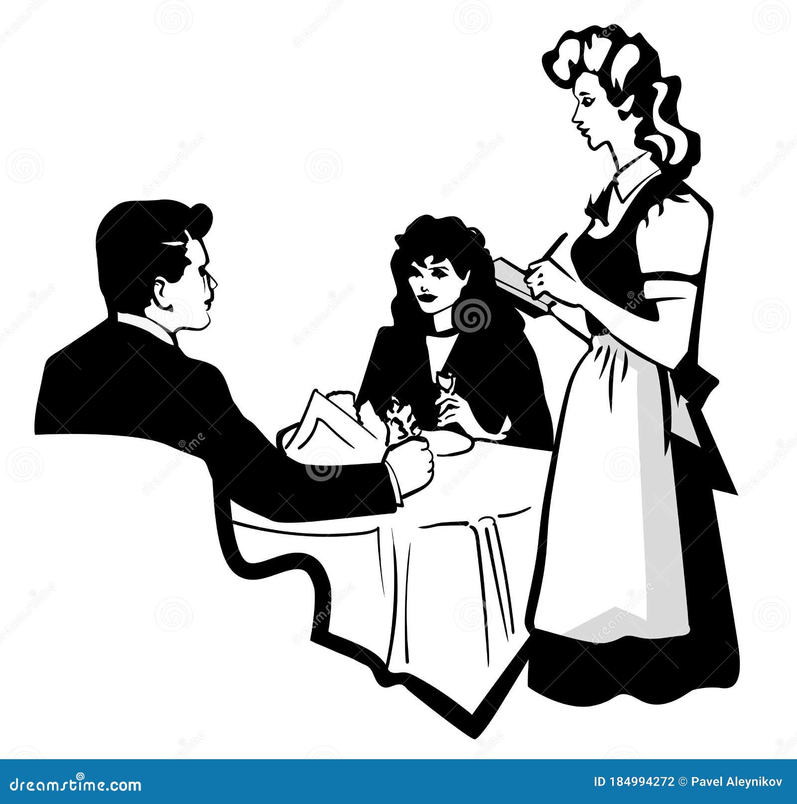Restaurant Scene. Lady Sitting At A Restaurant Table With Wine. Flat ...