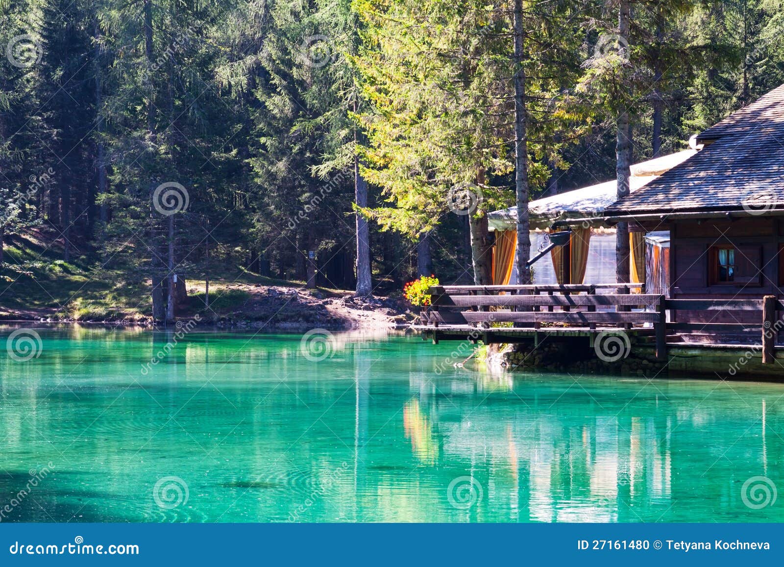 Rest Area Of Mountain Lake Lago Ghedina Stock Photo - Image of ...