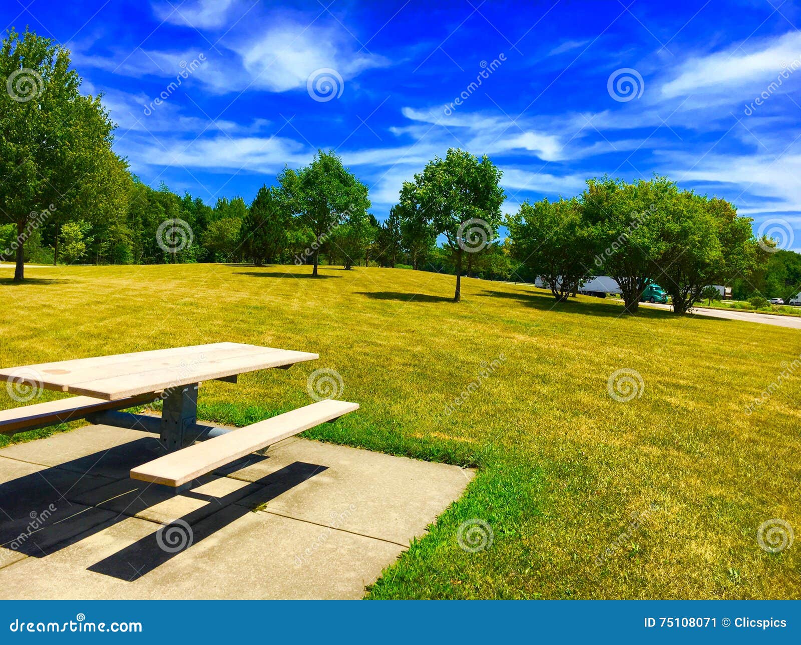 Rest Area Picnic Table stock image. Image of area, grass - 75108071