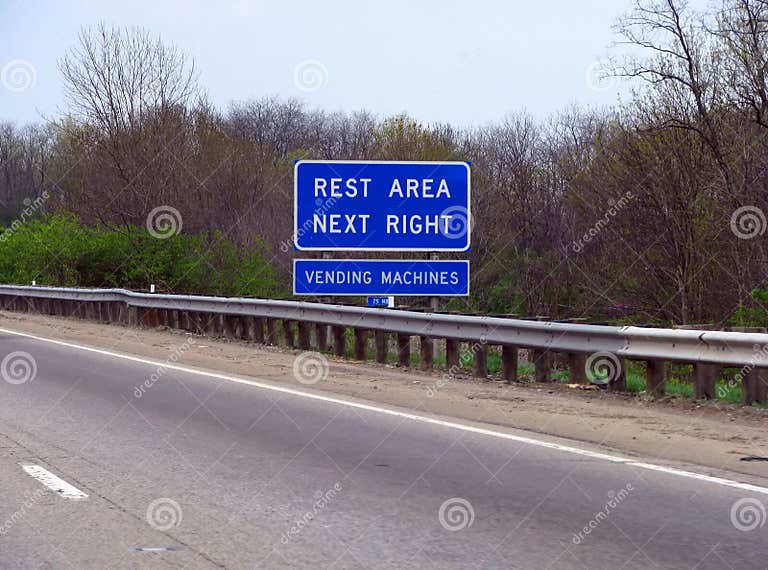 Rest Area Road Sign stock image. Image of machines, roadside - 8189253