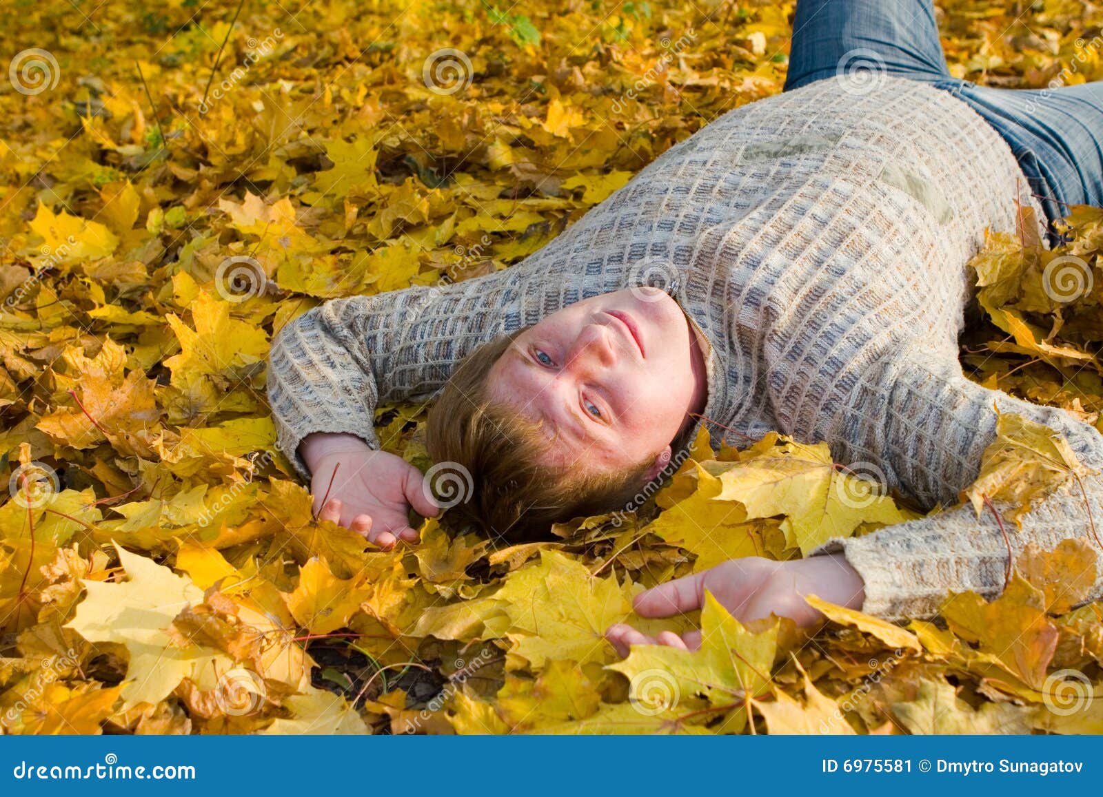Rest on the autumn leaf stock image. Image of face, nature - 6975581