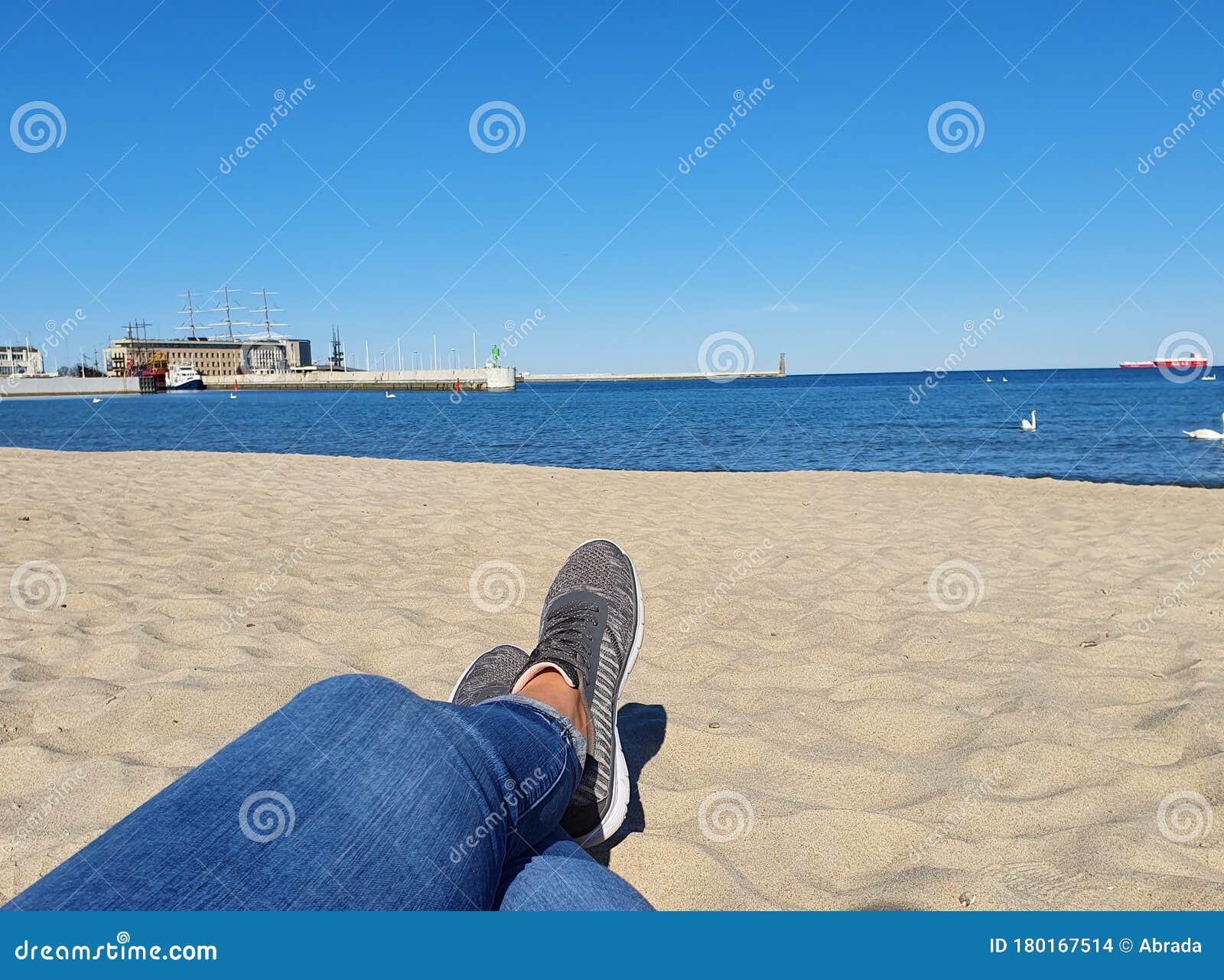 Rest on the beach stock photo. Image of young, coast - 180167514