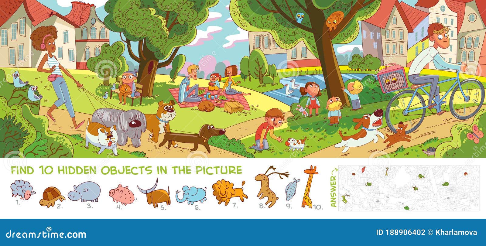 Rest in City Park. Panorama. Find Hidden Objects Stock Vector ... Rest in City Park. Panorama. Find Hidden Objects Stock Vector ...