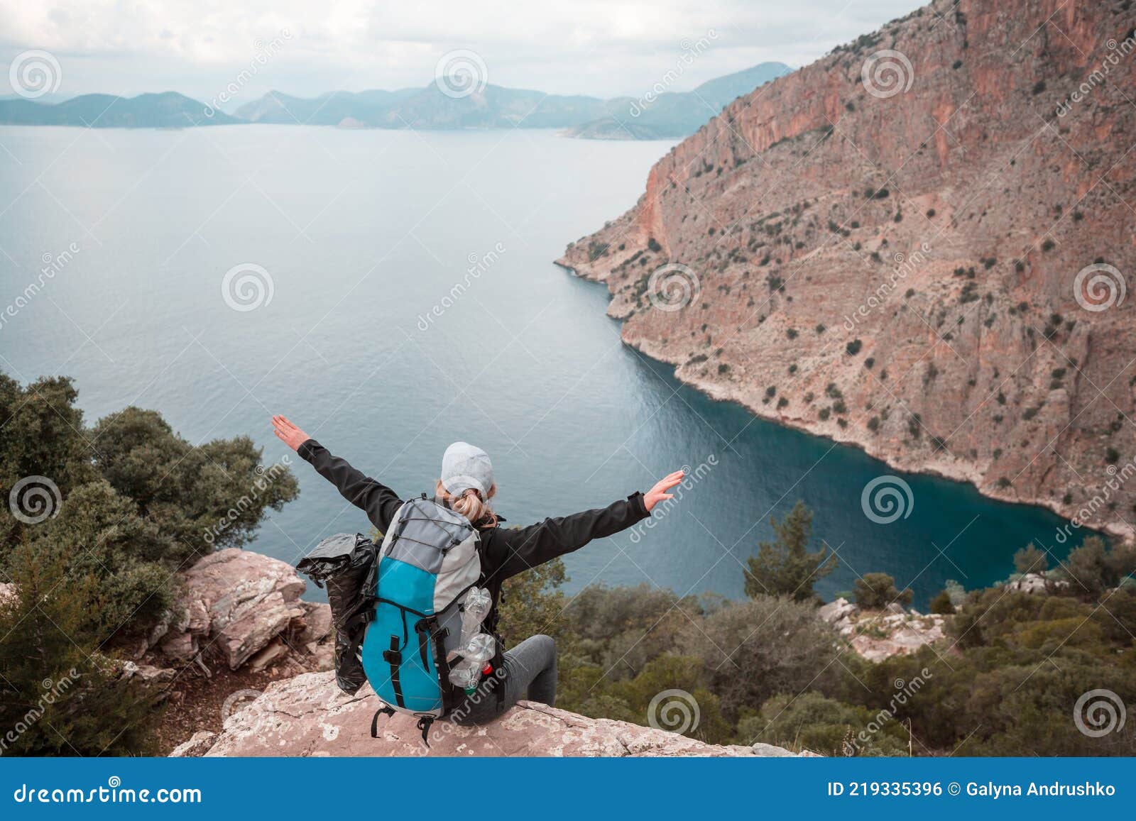 Rest in hike stock photo. Image of backpacking, inspire - 219335396