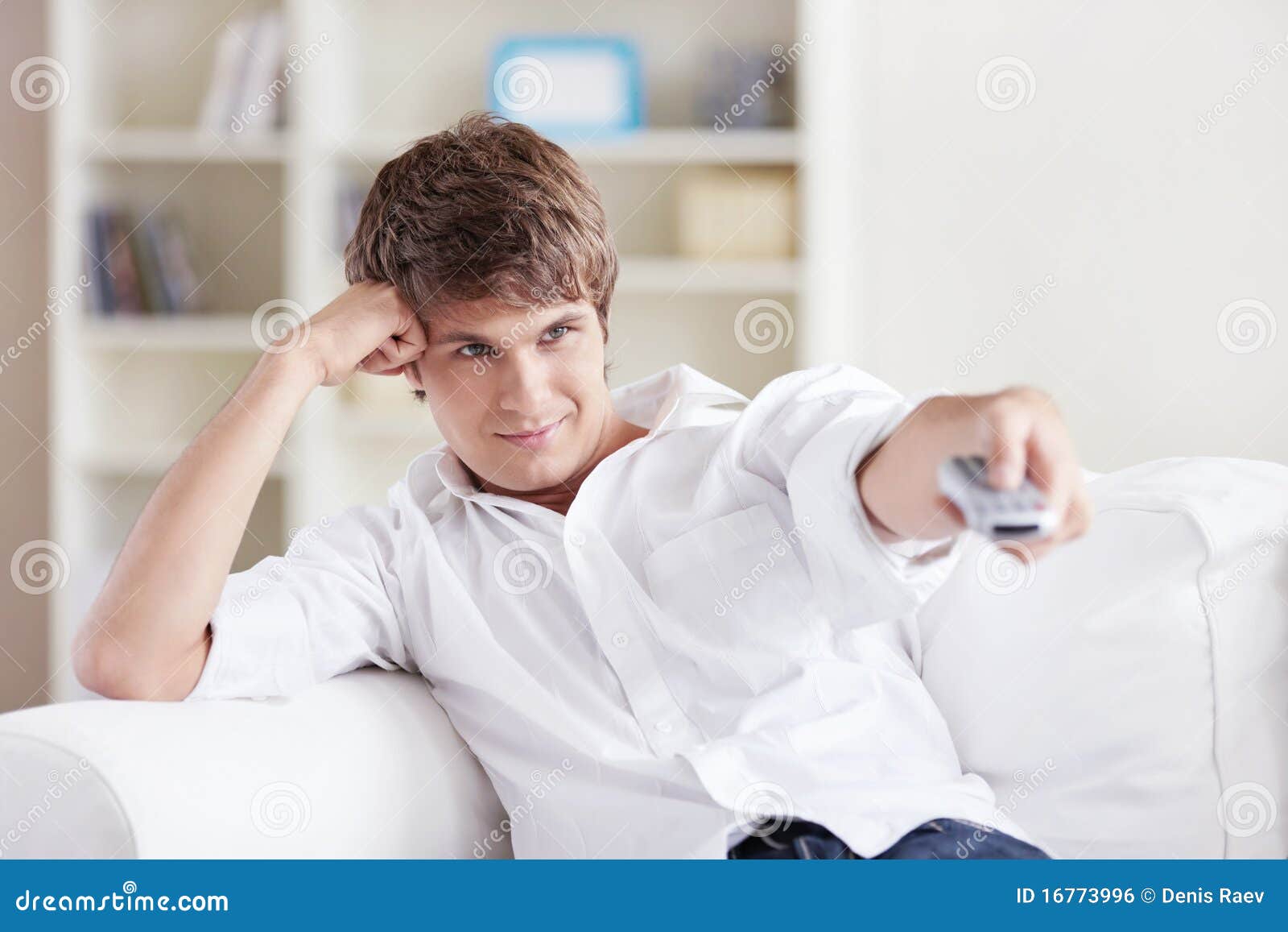 Rest at home stock photo. Image of sofa, male, shirt - 16773996